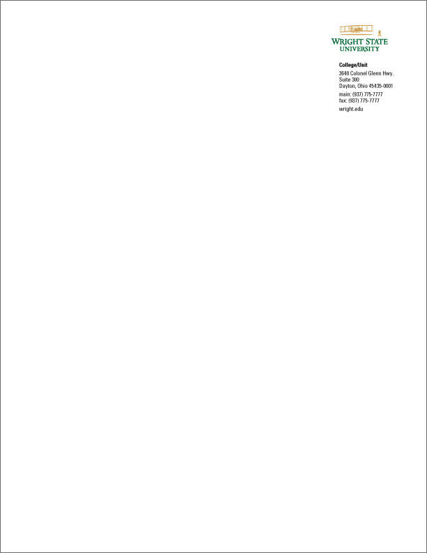 University Letterhead | Brand and Marketing | Wright State University University Letterhead | Brand and Marketing | Wright State University